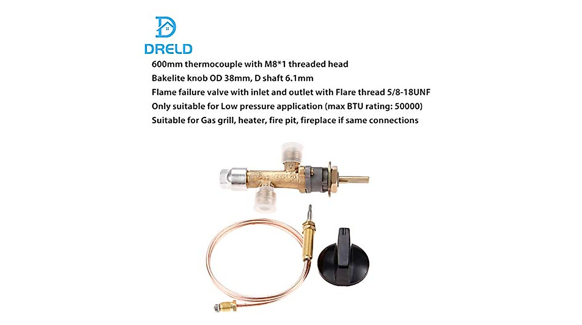 DRELD Propane Gas Fireplace Control Valve Kit