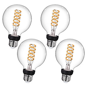 MYEMITTING 4 Pack G25/G80 Globe LED Light Bulbs, 6W Dimmable 60 Watt Equivalent LED Edison Bulbs, Warm White 2700K, 600LM, E26 Base, Clear Glass Edison LED Bulbs for Vanity Mirror Bathroom Bedroom