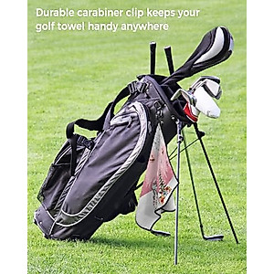 Golf Towel Christmas Dwarf Xmas Tree Pink Gradient,Waffle Pattern Microfiber Club Cleaner Golf Towels with Carabiner Clip for Women Men Dad,Winter Pine Needle Golf Towel for Golf Bags,24x16in