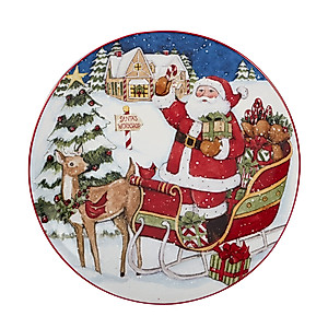 Certified International Santa's Workshop 9" Dessert/Salad Plates, Multicolor, Medium, Set of 4