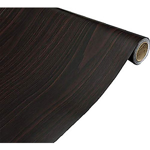 Black Brown Wood Grain Contact Paper Self Adhesive Shelf Liner Dresser Drawer Cabinet Sticker 15.6 by 79in （Black Brown Maple Wood ）