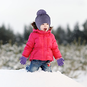 Hicdaw 6PCS Toddler Winter Hats and Baby Mittens Gloves Neck Warmer Set Baby Winter Hat Scarf Gift for Kid Boys Girls(Purple)