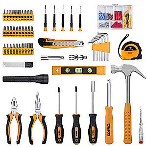 DEKOPRO 208 Piece Tool Set,General Household Hand Tool Kit, Auto Repair Tool Box with Plastic Toolbox Storage Case