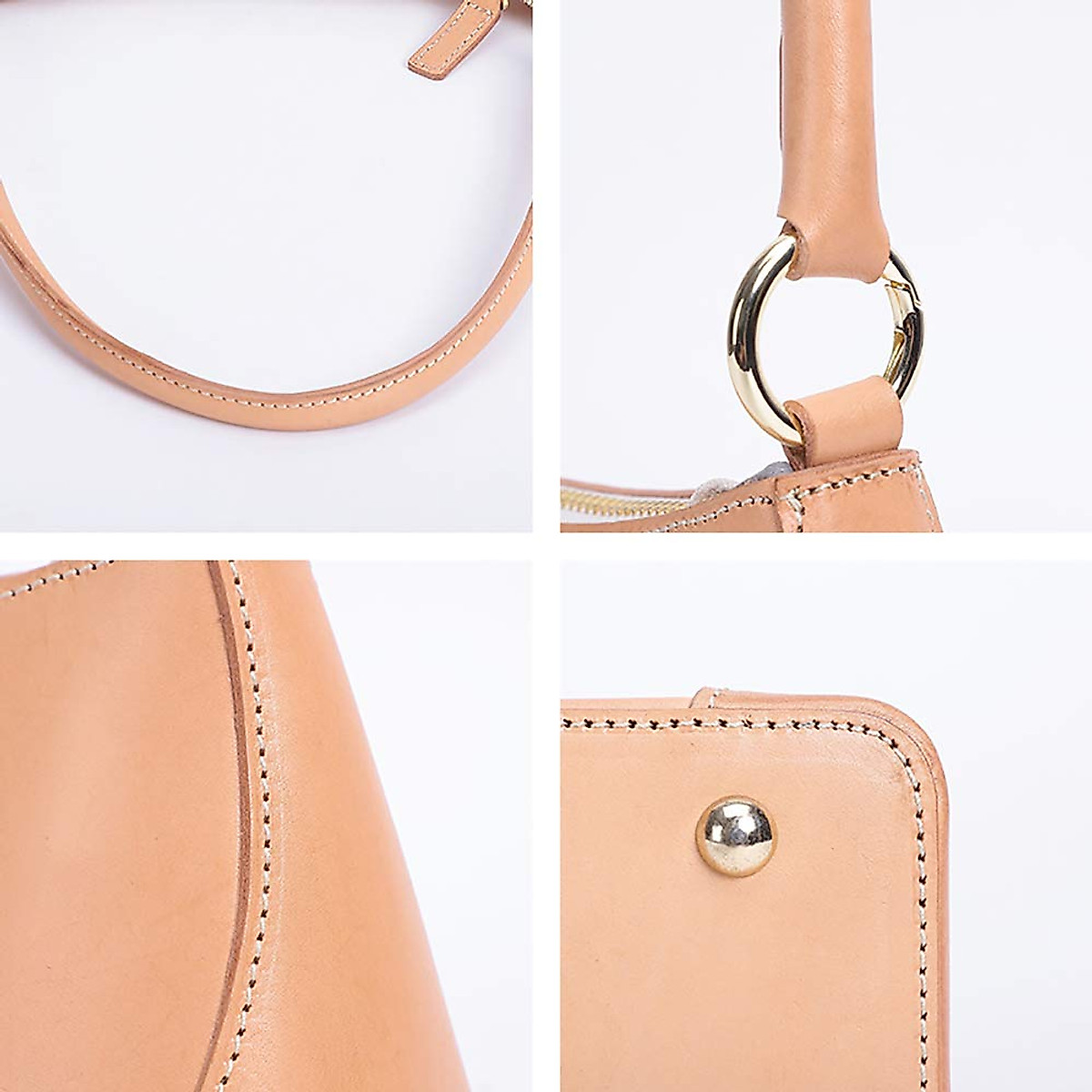 Vintage Handmade Full Leather Underarm Shoulder Bag Cowhide Handbag for Women Purse High-grade Vegetable Tanned Leather