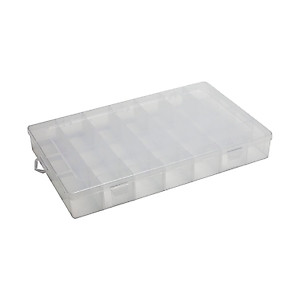 Juvielich Clear Plastic Organizer Box, 28 Grids Adjustable and Fixed Storage Container Jewelry Box for Beads Art DIY Crafts Jewelry Fishing Tackles 13.78"x8.46"x1.77"(LxWxH)