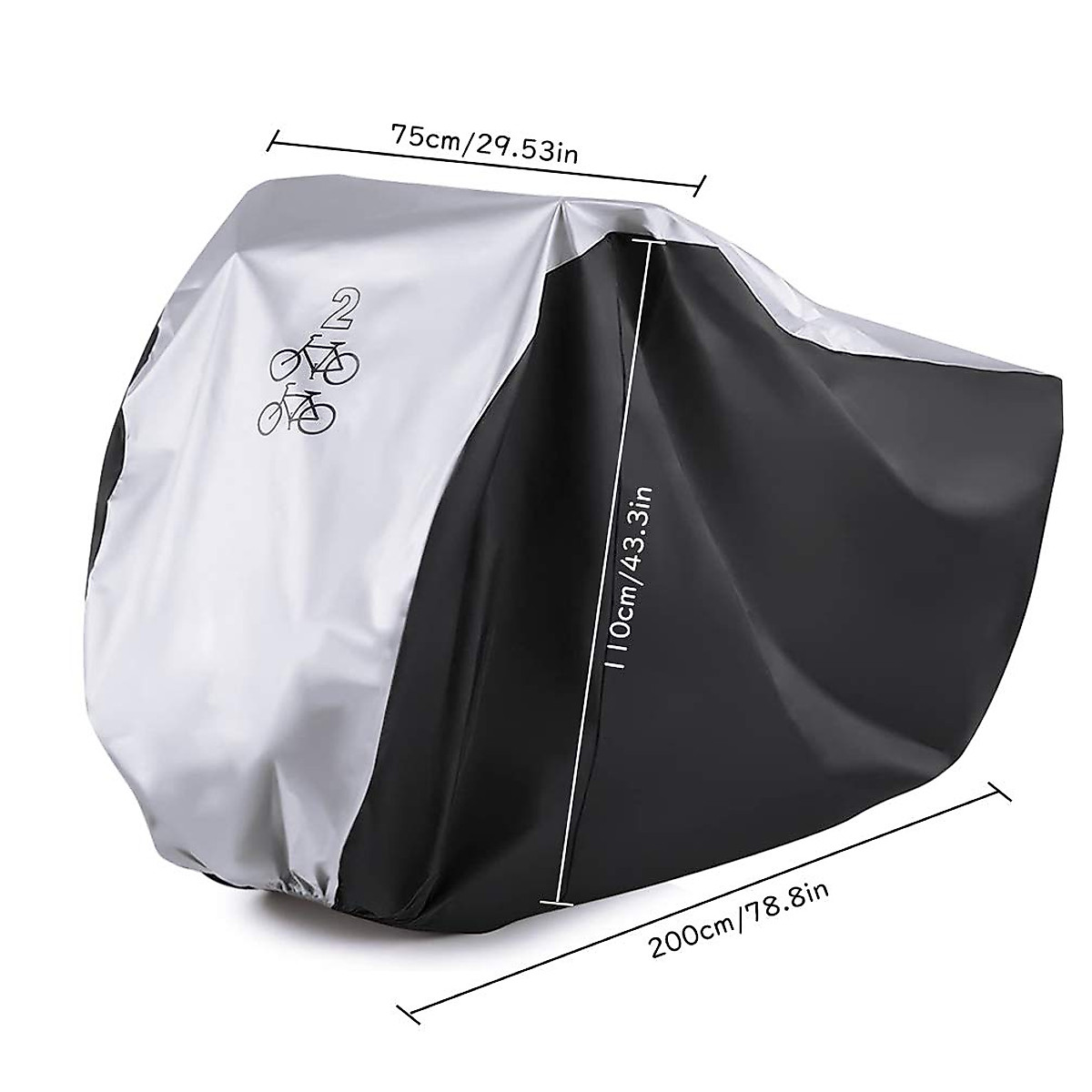 Viaky Outdoor Waterproof Bicycle Cover for 2 Bikes, Anti Dust Rain Sun UV Protection Wind Proof Heavy Duty Mountain Bike Road Cycle Cover with Storage Bag (Silvery & Black)