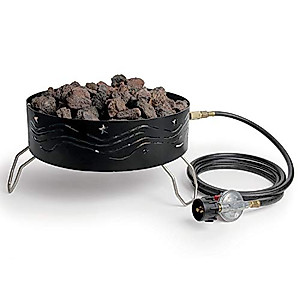 Camco 58041 Portable Campfire Outdoor Propane Heater Compact Fire Pit with Lava Rocks for Camping, Tailgating, and Patios, Black