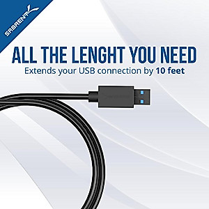 SABRENT USB 3.0 Extension Cable 22AWG A Male to A Female [Black] 10 Feet for Data Transfer/Charging (CB-3010)
