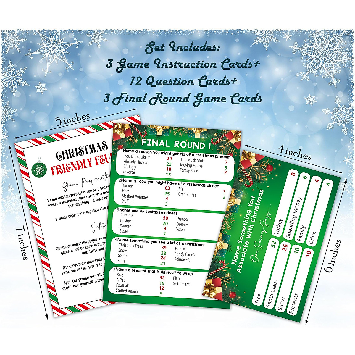 Christmas Feud Games, Friendly Feud Games, Family Activity, Family Games for Game Night, Baby Shower Game, Party Supplies for Adults, Xmas Holiday Party Game and Activity Decorations (f001)