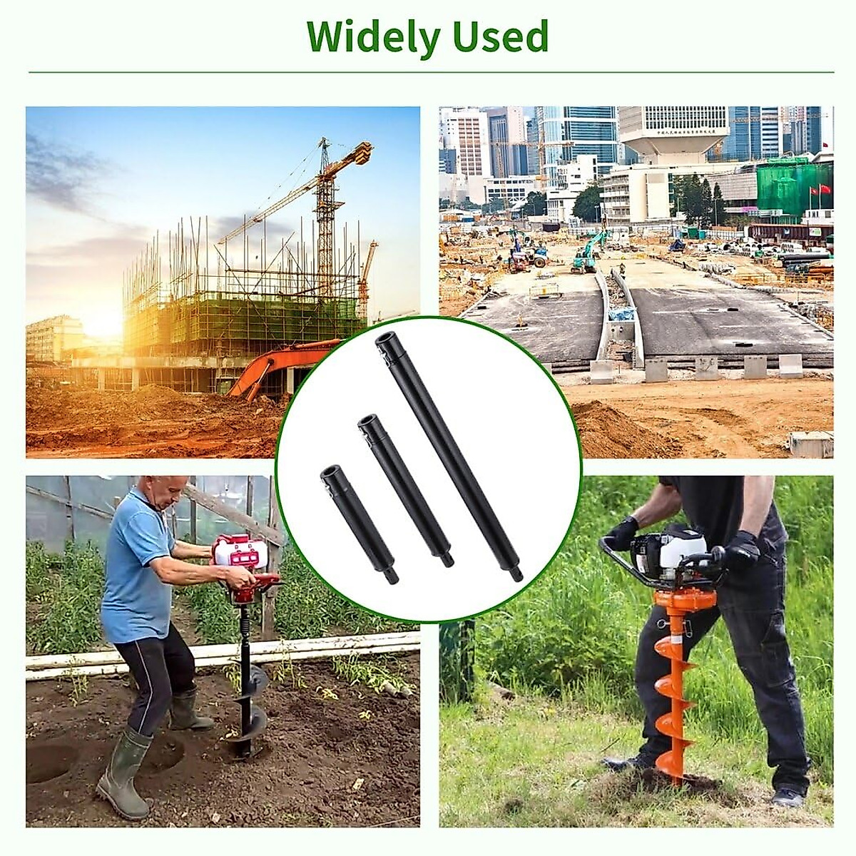 3 PCS Auger Extension Drill Bits, 3/4” Shaft Earth Auger Drill Bit Extension, Auger Drill Bit Extension Bar, Garden Spiral Hole Drill Bit Extension Rod, Post Hole Digger Replacement, Thickened Design