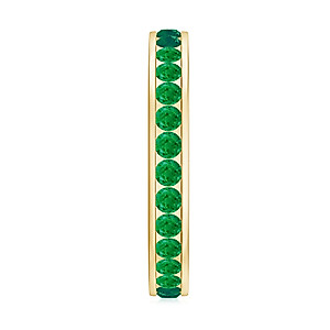 Rosec Jewels Emerald Eternity Band Ring for Women, AAA Quality, Certified Natural Emerald Anniversary Ring - Ready To Gift, 14K Yellow Gold, Size:US 9.00