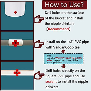 VandanCoop Horizontal Water Nipples Automatic Poultry Nipples for Chicken Waterer Kit Drinker with Drill Bit (10)