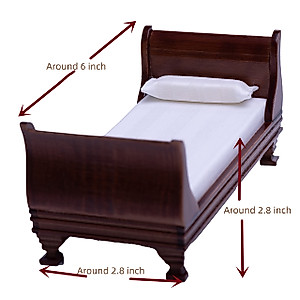 Neakomuki Dollhouse Furniture Accessories Mini Wooden Bedroom Furniture Wood Miniature Bed Pillow for Dollhouse Decoration