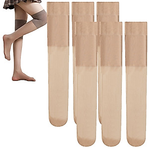 Ionic Correction Lymphatic Detoxification Long Tube Silk Stockings 6Pairs Over Knee Thigh Socks Compression Knee Socks (6pcs-D,1)