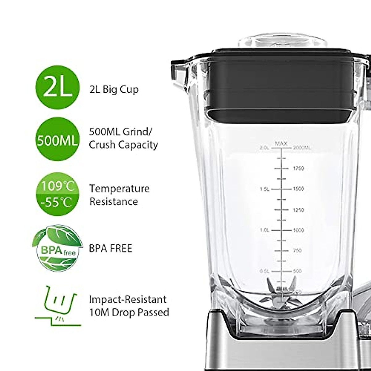 Blenders for Kitchen, Professional Countertop Blenders for Smoothies/Ice Shakes with 8 Adjustable Speeds 4 Preset Programs, 70Oz 1450W High Speed Commercial Blender, 30000RPM, BPA Free