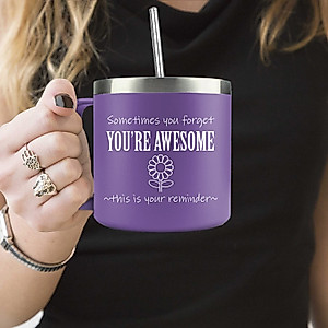 CHICKOR Best friend birthday gifts for women - Purple gifts Mug/Tumbler 14 oz Sometimes You Forget You're Awesome - Funny Idea,Thank You, Teacher, Mom, Her, Female, Coworker, Who Have Everything