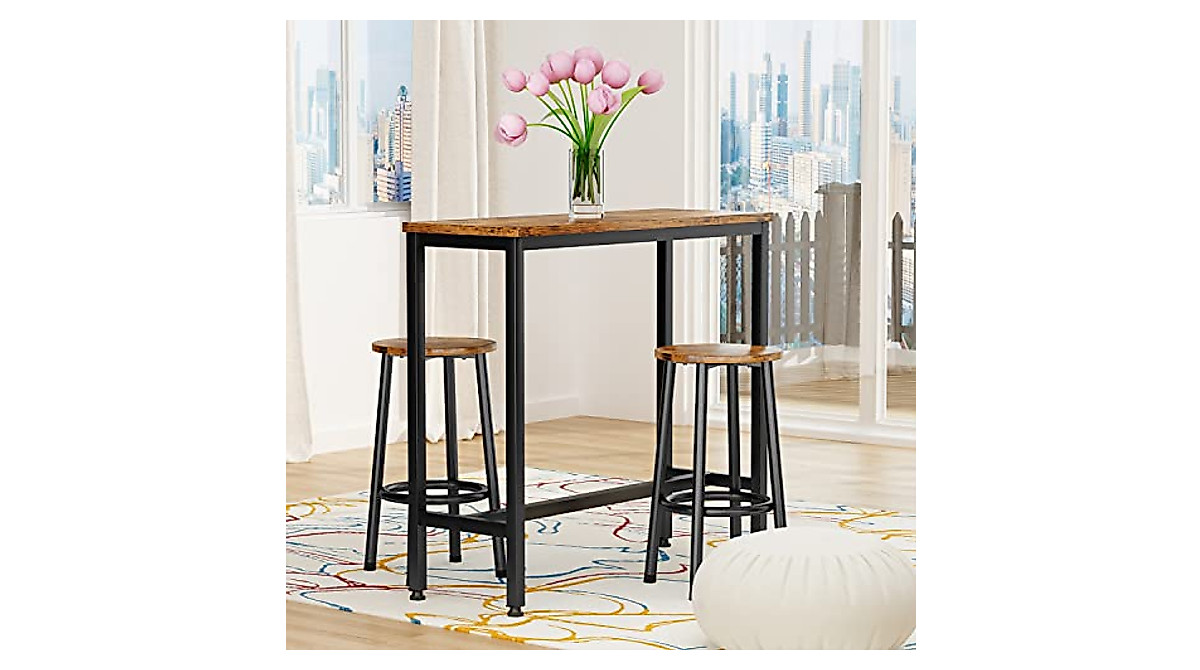 Hooseng Bar Table Set - Stylish Rustic Dining for 2