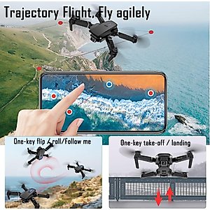 Foldable FPV Drone with 4K Dual Camera for Adults, RC Quadcopter WiFi FPV Live Video, Altitude Hold, Headless Mode, One Key Take Off for Kids or Beginners with 2 Batteries, Carrying Case -Black