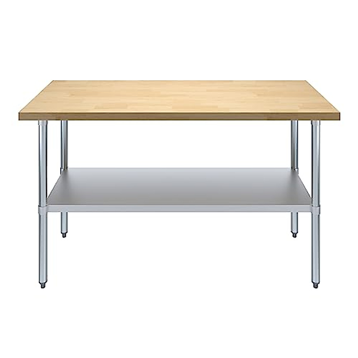 AmGood 24" x 60" Maple Wood Top Work Table with Adjustable Undershelf