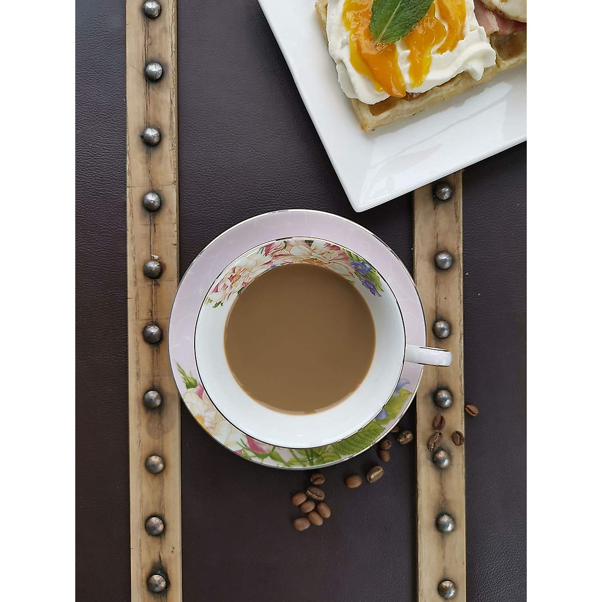 JinGlory Pink Tea Cup,Floral Tea Cup and Saucer Set,Bone China Tea Set,Coffee Cup,Tea Set for Adults/Friends/Women/Men,7OZ