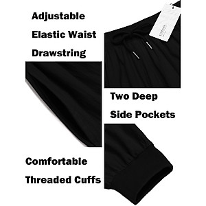 COOFANDY Mens Harem Pants Linen Casual Yoga Loose Fit Hippie Pants Lightweight Beach Trouser Cotton Summer Pants Black