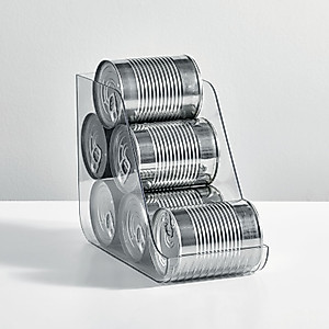 mDesign Plastic Kitchen Storage Organizer Container Bins for Pantry, Fridge, Freezer Organization - Holds Canned Food, Soup Can, Soda Water Bottle - Ligne Collection, 2 Pack - Clear