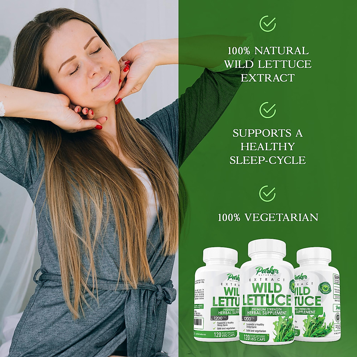 Parker Naturals Wild Lettuce Capsules 1200mg with 120 Count. 4:1 Extract. Most Potent Lactuca Virosa. Non GMO. Made in USA