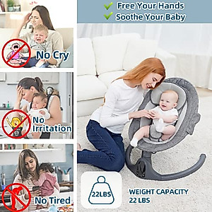 NAPEI Baby Swing for Infants to Toddler,Electric Portable Baby Swing and Bouncer,Bluetooth Infant Swing for Newborn with Remote Control,10 Music,5 Speed,3 Seat Position,Baby Rocker for Baby 0-24 Month