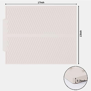 MAOSGO Dish Drying Mat for Kitchen Counter, Silicone Large Dish Drying Pad, Easy Clean Non-slipping Heat Resistant Dish Rack Mat, Foldable Dish Drain Mat Sink Mat, Beige