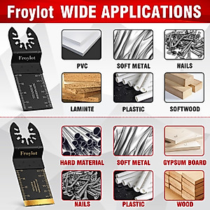 49pcs Titanium Oscillating Tool Blades High-Carbon Steel Multitool Blades, Universal Multi Tool Blades Kits for Metal Wood Cutting, Fit Dewalt Bosch Milwaukee Ryobi Rockwell Fein Makita