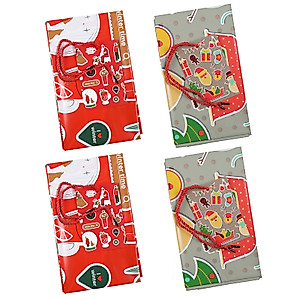 Niceup 4-Pack Jumbo Christmas Gift Wrapping Bags with Name Tag & Tie, 36”X48” Extra Large Plastic Santa Pattern Xmas Festival Present Bags for Big Giant Gift Kids Bike Stuffer Toys (2 Red+2 Brown)