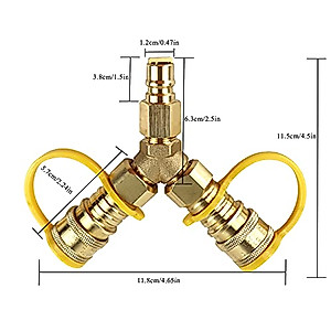Hosile /8" Y-Splitter Separator Quick Connect/Disconnect Adapter for Low Pressure Natural Gas or Propane Systems,Suitable for Natural Gas Grills,RV,Courtyard Fire Pits.…