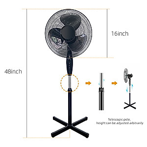 Meiwan 16″ Oscillating Pedestal Fan 3 Adjustable Speed Standing Fan for Indoor, Bedroom, Living Room, Home Office & College Dorm Use