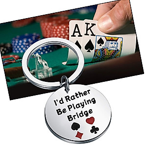 LQRI Bridge Gift Bridge Player Gift Bridge Athletes Gift I’d Rather Be Playing Bridge Keychain Bridge Lover Gift (K bridge)