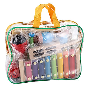 Yopay Toddler Musical Instruments, Kids Wooden Percussion Instruments Toys, Baby Rhythm Music Education Toys Set for Preschool Educational Early Learning, Boys and Girls with Storage Bag