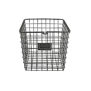 Spectrum Wire Small Basket with Label Plate (Industrial Gray) - Storage Bin & Décor for Bathroom, Closet, Pantry, Under Sink, Toy, Shelf, Kitchen, & Nursery Organization