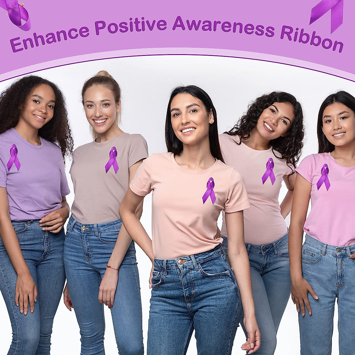 150 Pieces Purple Ribbon Awareness Pancreatic Cancer Awareness Pins Domestic Violence Awareness Lupus Overdose Alzheimers Cancer Awareness Pins Purple Brooch with Safety Pins for Charity Public Event