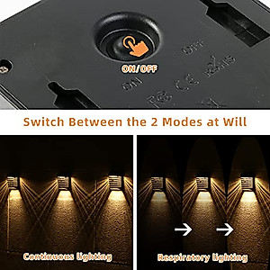 Solar Outdoor Fence Lights Warm White, Solar Wall Lamps Outdoor Waterproof Lights for Waterproof Garden Lights Wall, Stair, Pool (4 Pack)…