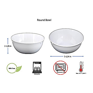 Z-Moments Western Melamine Nappie Bowl Soup Cereal Fruit Snack Bowls, 15-Ounce, 5-1/4" dia., White or Tan #315 (96, White)