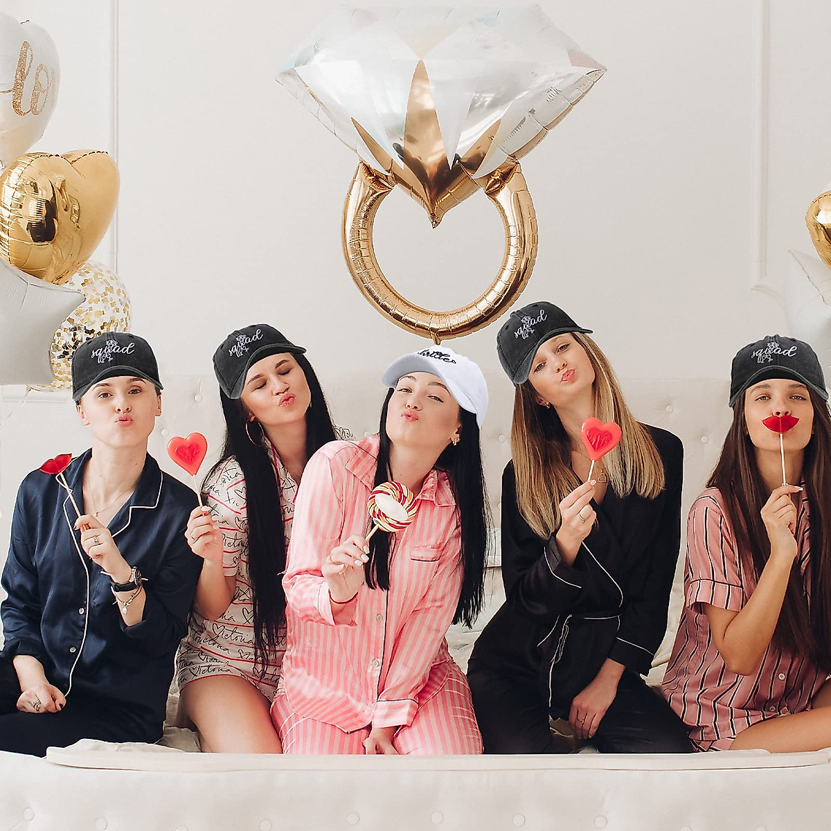 Preboun 11 Pcs Bachelorette Party Hats Bride Baseball Caps Bridesmaid Baseball Trucker Hats Bachelorette Party Supplies Adjustable Cotton Tribe Hats for Bridal Shower Wedding Gift