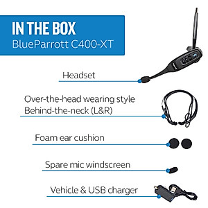 BlueParrott C400-XT Trucker Bluetooth Headset – Industry Leading Sound with Long Wireless Range & Extreme Comfort for All-Day Wear - Ideal for Anyone On-The-Go, Up to 24 Hours of Talk Time, Black