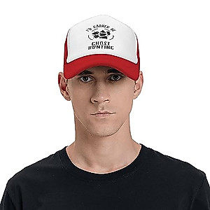 I'd Rather Be Ghost Hunting Mesh Hat Baseball Cap for Men Women Funny Trucker Hat Red