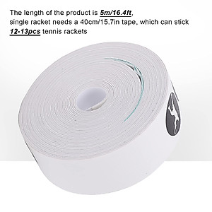 Racket Head Tape, Racket Head Guard Sticker Tennis Racket Accessories Easy to Use 5m/16.4ft for Tennis Player for Outdoor(White)