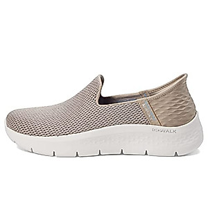 Skechers Women's Hands Free Slip-Ins Go Walk Flex-Relish Sneaker, Taupe/Blue, 7.5