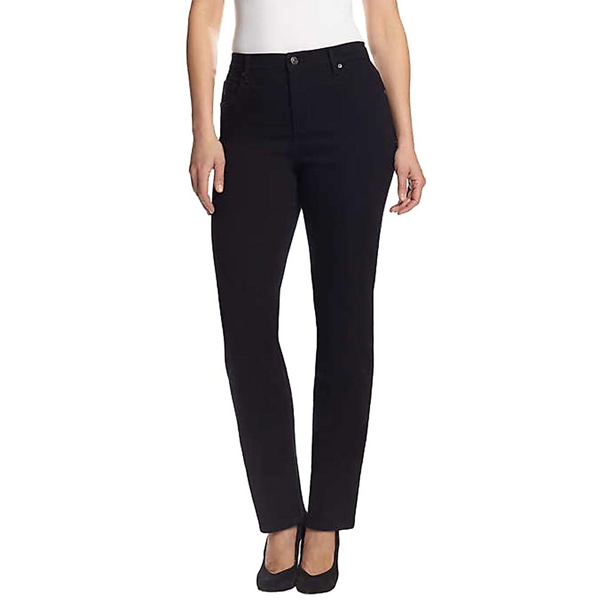 Gloria Vanderbilt womens Amanda Classic High Rise Tapered Jean, Black, 4 Short