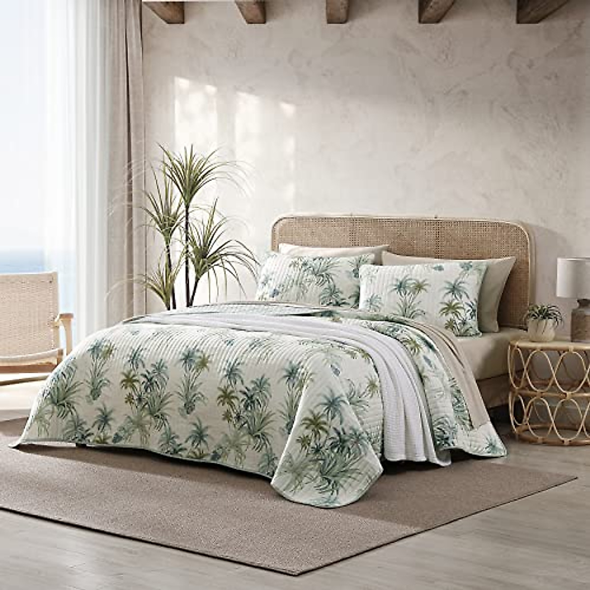 Tommy Bahama - Serenity Palm Collection - Quilt - 100% Cotton, Soft & Breathable for All Seasons, Pre-Washed for Added Comfort, Twin, Blue