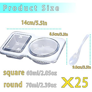 HDLYQL Double Compartment Condiment Container Double Compartment Snack Containers Double Condiment Containers with Lids for To-Go Sauce, Food Sampling, Travel Snack (25pcs)