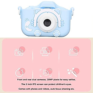 Liccx Kids Camera, Portable Kids Video Camera with Protective Cover and Lanyard, 1080P HD Digital Camera for Kids Age 3 4 5 6 7 8 9 10 11 12 Years Old(Blue, Without 32GB Memory Card)