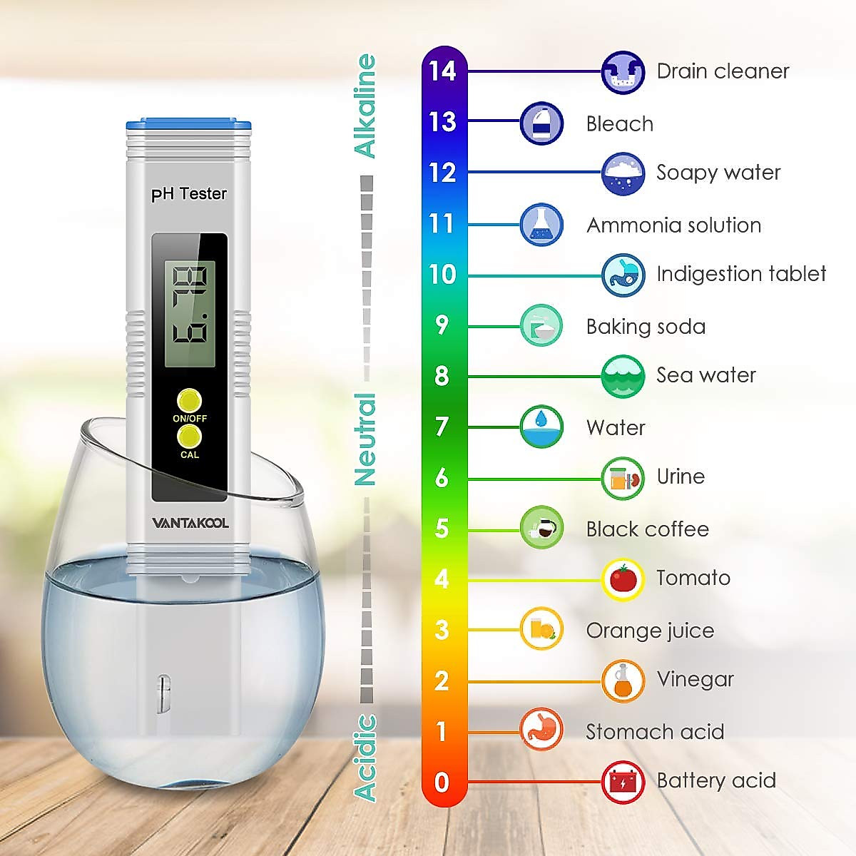 PH Meter, Digital PH Meter, PH Meter for Water, PH Tester 0.01 PH High Accuracy Water Quality Tester with 0-14 PH Measurement Range, PH Meter for Household Drinking Water, Aquarium, Swimming Pool, Spa