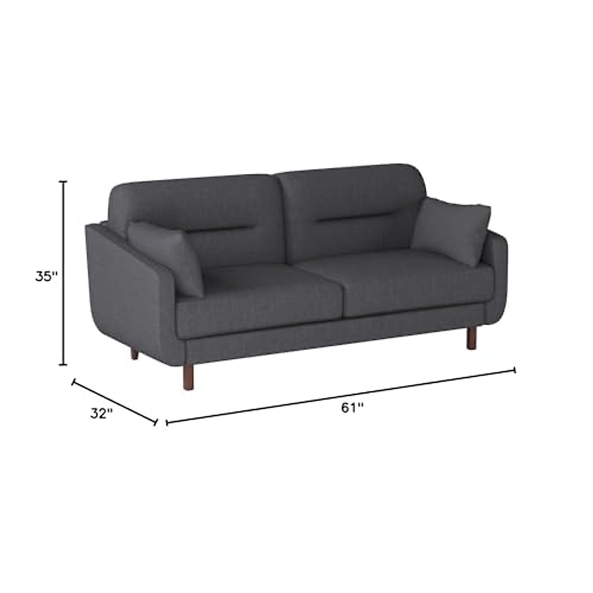 Serta Sierra Living Room Sofas Modern Design Microfiber Upholstered Couch Ideal for Smaller Spaces, 61" Loveseat, Slate Gray